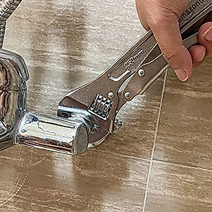 Amazon Basics Locking Adjustable Wrench, 10 inch x 2.7 inch x 0.75 inch