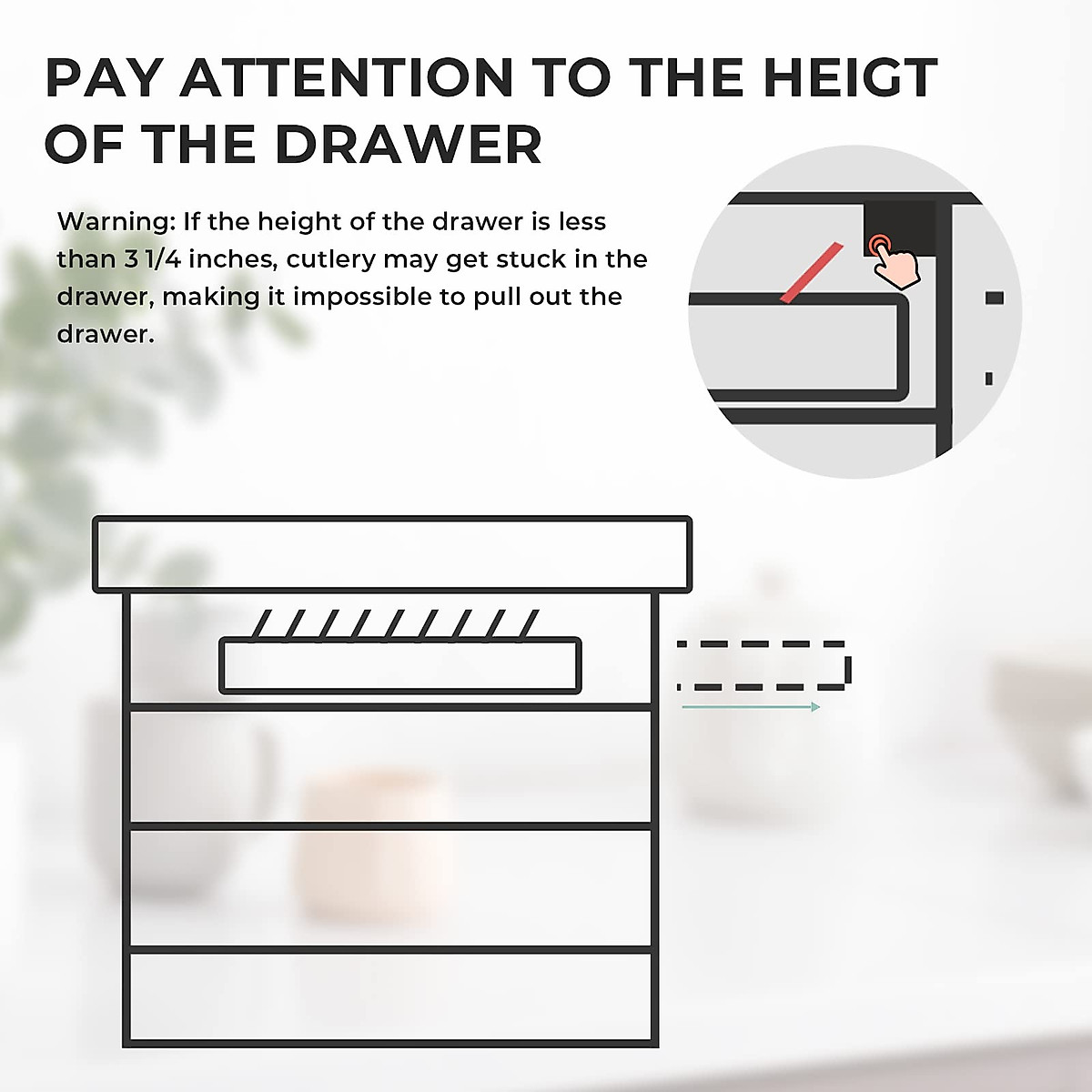 yamagahome Kitchen Drawer Organizer, Expandable Utensil Tray Drawer Organizer, Silverware Tray for Drawer, Adjustable Plastic Utensil holder, Multi-Purpose Storage for Kitchen, Office and Bedroom