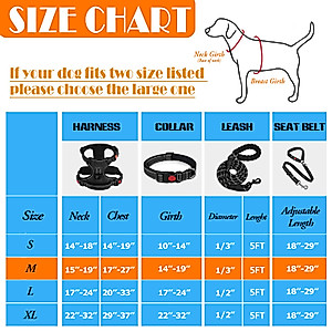 LOBEVE No Pull Dog Harness, Collar & Leash Set | Includes Dog Seat Belt, Collapsible Bowls & Poop Bag Dispenser. Ideal for Training, Walking, Hiking. Fits Small to Large Dogs(Black-M)