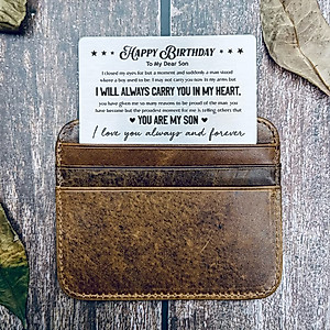 Renaissancey Son Birthday Card, Laser Engraved Wallet Card, Unique Gift for Son, Stainless Steel, 3.38"x2.13"x0.04"