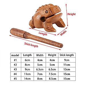 Delaman Wood Frog Handcraft Musical Instrument Tone Block, Guiro Rasp, Lucky Frog, Thailand Traditional Craft for Home and Office Decor (5.8CM)