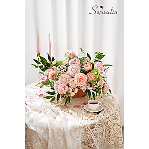 Serwalin Artificial Flowers Pink Wedding Flowers Silk Flowers with Stems Fake Cake Flowers for Wedding Bouquets Centerpieces Spring Decor Baby Shower Decoration