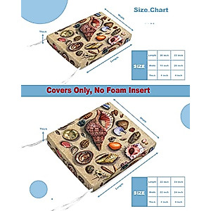 Summer Beach Outdoor Cushion Covers Waterproof Sofa Seat Cover, Retro Nautical Coastal Couch Shell Washable Patio Furniture Protector Couch Cushion Replacement for Chair 20"x18"x4", 2 Pack