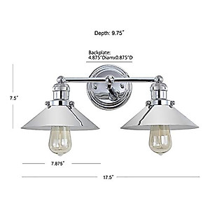JONATHAN Y JYL7424A June 17.5" 2-Light Metal Shade Farmhouse Sconce Contemporary Transitional 2200K Edison 25W Bulbs Included for Bedroom Living Room Bathroom, Vanity Lighting, Chrome