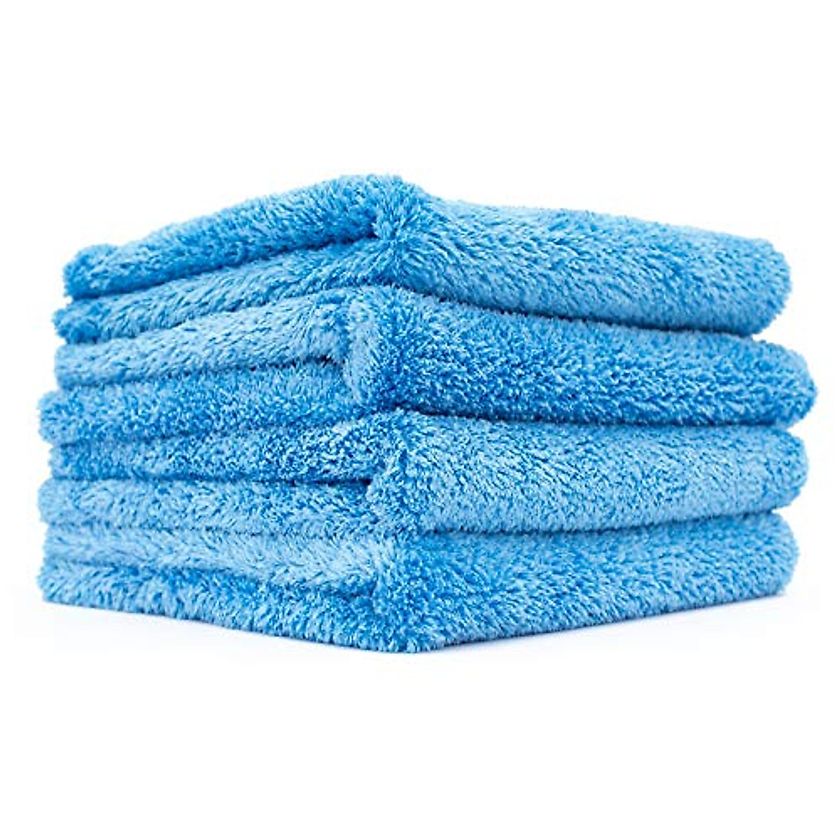 The Rag Company - Eagle Edgeless 500 (4-Pack) Professional Korean 70/30 Blend Super Plush Microfiber Detailing Towels, 500GSM, 16in x 16in, Blue