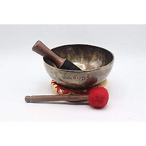 Singing Bowl Nepal-8 inch Full Moon Singing Bowl - Tibetan Spiritual Himalayan Healing Singing Bowls - Meditation, Therapy, Chakra Healing - Made in Nepal