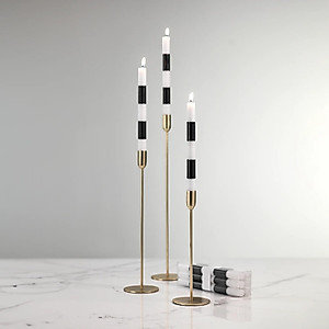 Zodax | Modern & Festive Formal Taper Candles | 10" | Set of 6 | Black & White