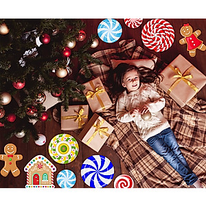 Christmas Decorations - Christmas Wall Stickers Christmas Floor Decals Peppermint Candy Cane Gingerbread Man Stickers Decor 59 PCS Xmas Candy Stickers for Candy Land Decorations 8 Sheets