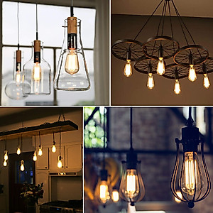 LUXRITE Vintage LED Edison Bulb 60W Equivalent, ST19 ST58, 2700K Warm White, 550 Lumens, Dimmable LED Filament Bulb 5W, Clear Glass, UL Listed, E26 Medium Base (4 Pack)