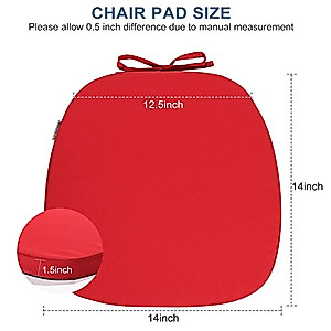GUEGLSA Outdoor Waterproof Seat Cushions 14x14 inch, Non Slip Metal Chair Pad with Ties, U Shaped Metal Chair Cushion for Kitchen Dining Patio Chair, Set of 2, Red