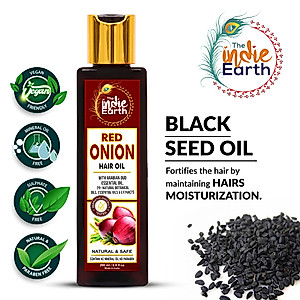 Red Onion Hair Growth Oil - Anti Hair Fall Enriched with 29+ Natural Herbs, Extracts & Oils Including Argan, Jojoba, Rosemary & Black Seed - 200ml