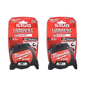 Milwaukee 48-22-9725M 25-Foot Stud Magnetic Tape Measure 2 Pack