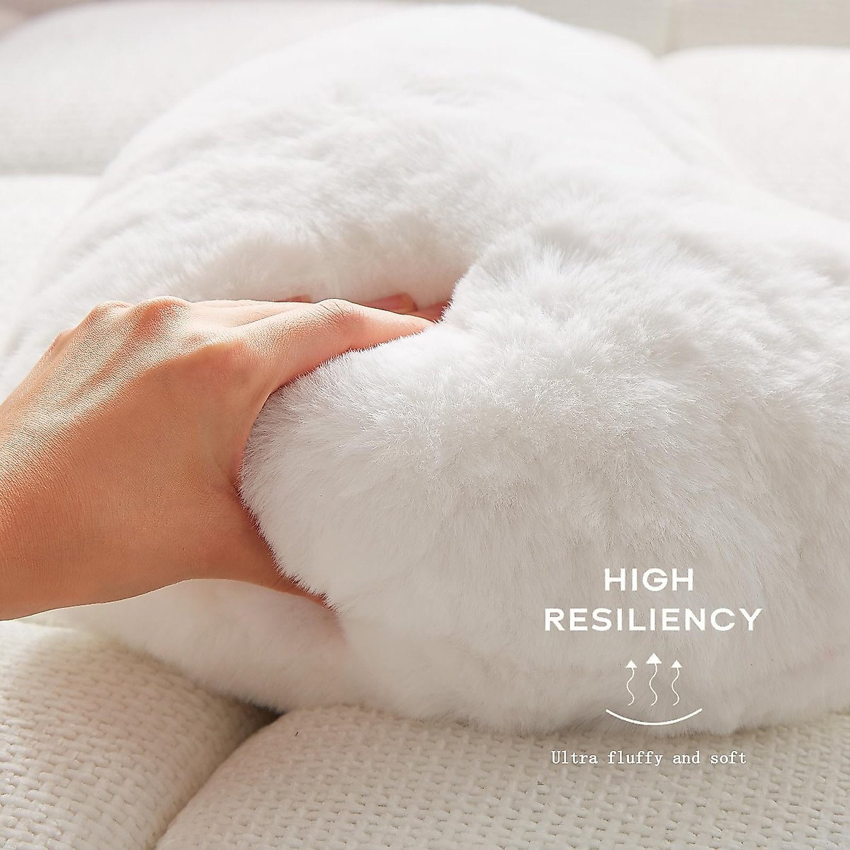 YRXRUS Heart Pillow, White Heart Pillows, Love Pillow Gifts, 14X17 Inch Large Heart Shaped Pillows, Faux Rabbit Fur Coquette Room Decor Throw Pillows, Living, Bedroom, Indoor Outdoor