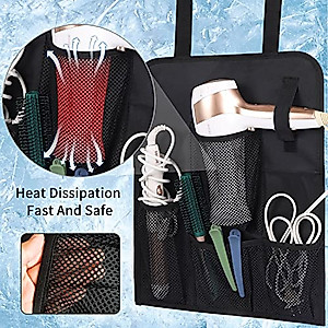 Wall Mount Hair Tool Organizer Bag Hair Dryer Storage Over The Door Blow Dryer Holder Hot Hair Tool Holder Hair Care & Styling Tool Holder for Bathroom