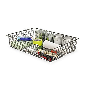 Spectrum Stowaway Wire Large Basket (Industrial Gray) - Storage Bin & Décor for Bathroom, Closet, Pantry, Under Sink, Toy, Shelf, Kitchen, & Nursery Organization