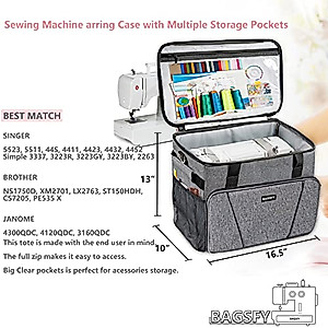 BAGSFY Sewing Machine Case Tote, Travel Case Tote Bag for Sewing Machine, Universal Sewing Box Storage Bag For Brother, Singer, Bernina and Most Standard Size Sewing Machine