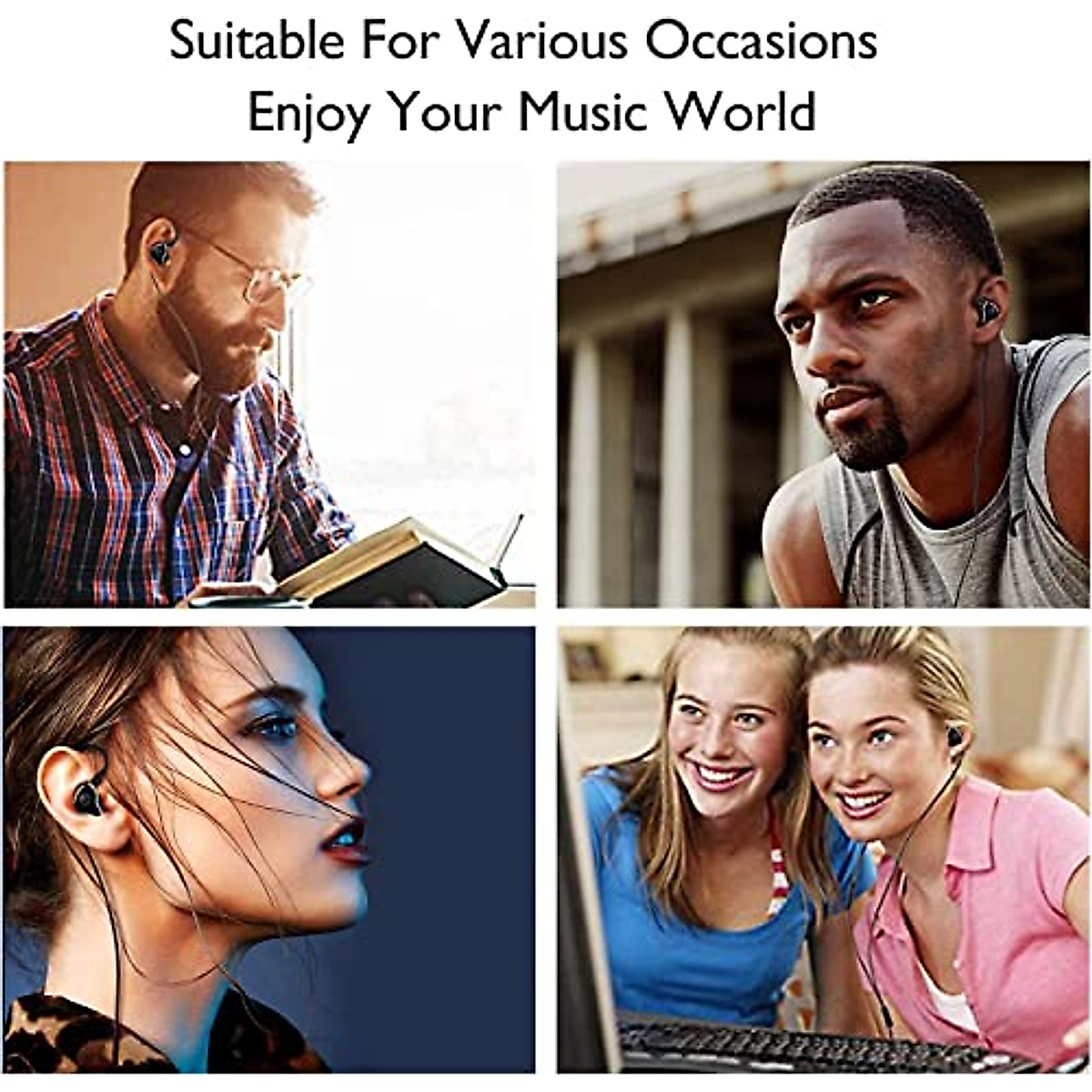 DCMEKA USB C in Ear Monitor Headphones, Dynamic Hybrid Dual Drive IEM Earphones, Type C Wired Earbuds for Singers, Musicians, Drummers, Noise Isolating, MMCX Detachable Cable(Black, with Mic)