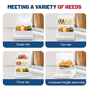 SUSTEAS Food Steamer for Cooking - 13QT Vegetable Steamer with 24H Booking & 60Min Timer, Electric Steamer with Digital Display and 3 Tier Stackable Trays, Auto Shut-Off & Boil Dry Protection