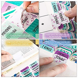 Laminated Bible Tabs for Women and Girls (Large Print, Easy to Read), Women Bible Journaling Book Tabs, Christian Gift, 90 Colorful Bible Tabs Old and New Testament, Includes 24 Blank Tabs