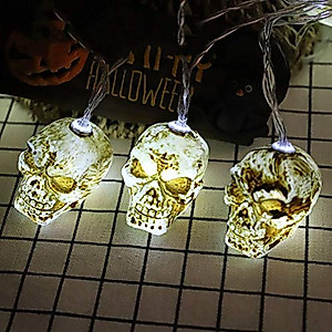 Led Skull Halloween Lights,Resin Party Battery Operated Fairy Lights Indoor Outdoor Garden Tree Decorative Wire Lights