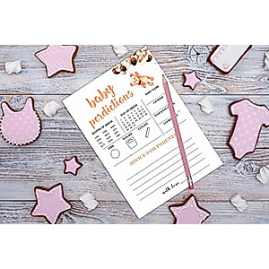 Baby Girl Predictions & Advice Baby Shower, Little Bear Predict Newborn Kids Game, New Parent Message Advice Book Mommy Daddy to Be Keepsake Party Favor Supplies Decoration -30 Game Cards(bb012-yx15)