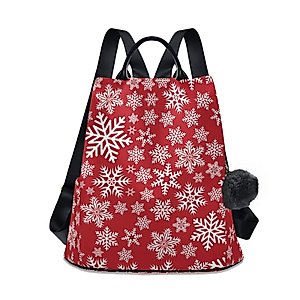 ALAZA Christmas Snowflakes Winter Backpack Purse for Women Anti Theft Fashion Back Pack Shoulder Bag