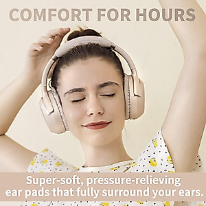 SUPSOO Headphones Wireless Bluetooth, Active Noise Cancelling Headphones Bass Headphone with Mic, 60 Hr Playtime, Stereo Sound, Over Ear PC Wireless Bluetooth Headset-Rose Gold