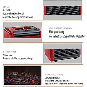 VOMKR Large Electric Stove Fires Freestanding, 1500W Freestanding Indoor Electric Fireplace with Thermostat Control Portable Freestanding Fireplace