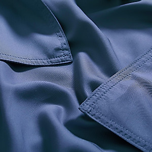 WODFAMY Cooling Breathable Rayon Full Size Bed Sheets Set 225 Thread Count Super Silky Soft Bedding Sheet Sets with 16 Inch Deep Pocket, 4 Piece Grey Blue