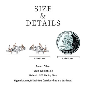 StoryMidir Axolotl Earrings Cute Sleep Axolotl Stud Earrings for Women 925 Sterling Silver Animal Pendant Mexican Axolotls Jewelry Mothers Day Gifts