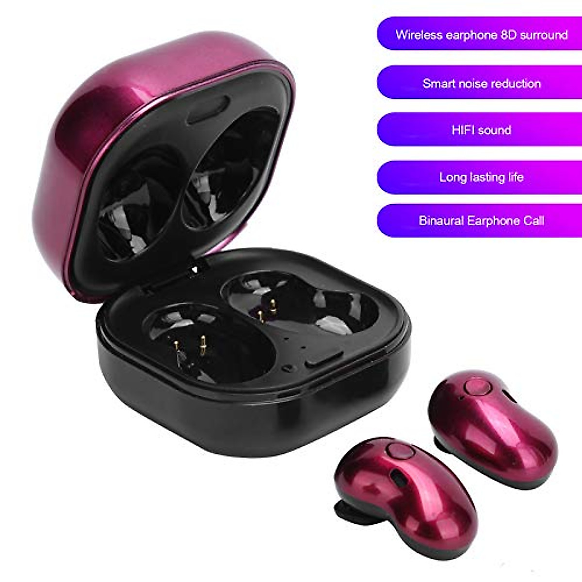 Kafuty-1 S6 Plus True Wireless Earbud,Bluetooth5.0 Headphone 6D Stereo Wireless Earphone with Charging Case,LED Color Screen,HD Call,Noise Reduction Headphone for Smart Phones/Sport(red)