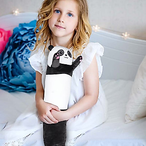 ROPELOK Panda Plush Body Throw Pillow, 27.5" Long Panda Stuffed Animal Pillow, Kawaii Soft Panda Plush Toy for Kids Children Xmas Birthday Gifts