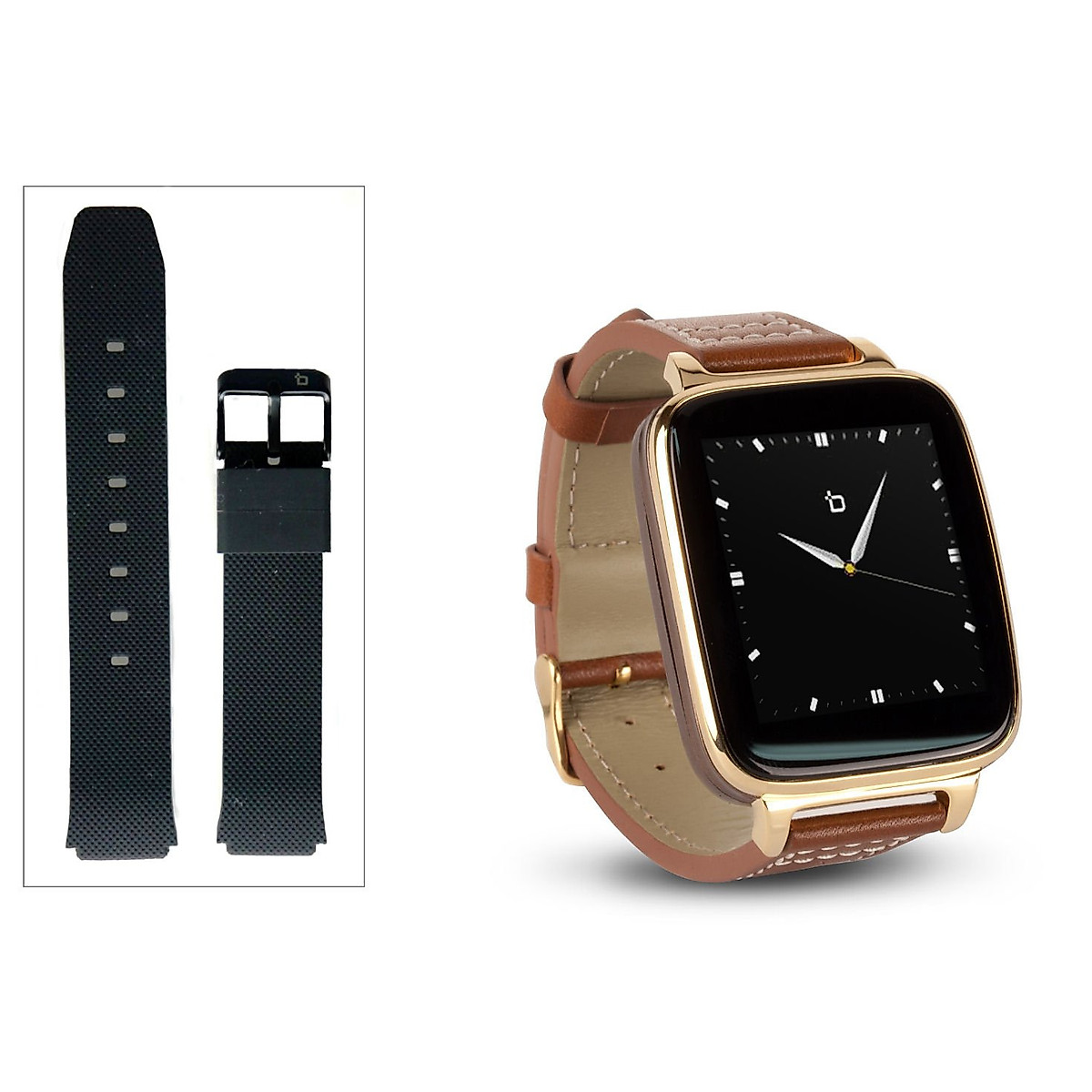 Beantech Gold Engage Plus Smartwatch for iOS and Android with 8GB of Music Storage and Leather Strap