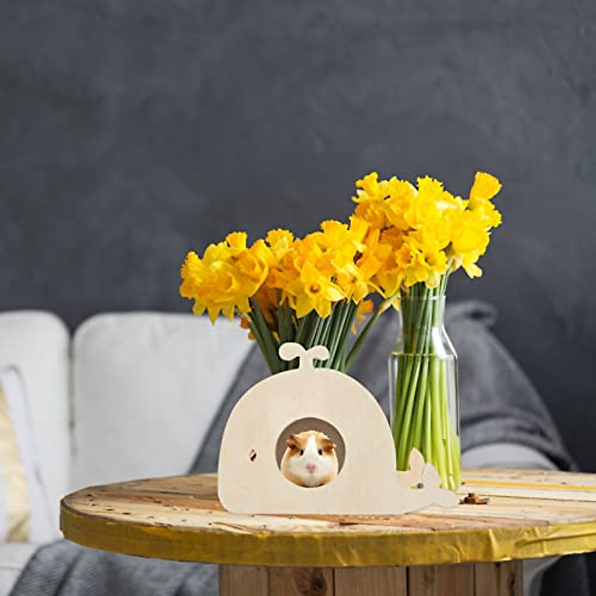 PATKAW Rabbit Toys Tree Hut Wooden Hamster House Whale Shaped Wood Small Animal Hideout Hamster Hut Nesting Habitat for Small Animals Hamsters Guinea Pig Rat Rabbit Toys Tree Hut