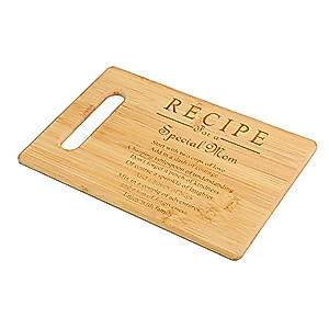 Recipe Mothers Day Gift Special Love Heart Small Bamboo Cutting Board Mom's Birthday Present (7"x11")
