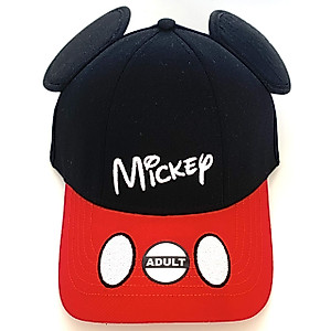 Disney Adult Mickey Mouse Ears Baseball Cap, Black Red, One Size