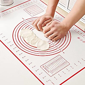 Jin Yue Silicone Baking Mat Kneading Mat Roll out the dough on a baking sheet. Pizza, pasta, bread, cookies No discoloration. Non-slip bottom Good, practical & durable, Red, 16x20x0.02inch