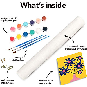 cupmod 6 Pack Paint by Numbers for Kids and Adults- DIY Acrylic Painting Paint by Numbers Kits on Canvas Without Frame, Simple Flower Oil Painting for Home Wall Decor 12x16inch