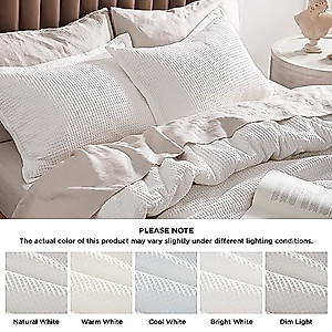 Bedsure Cotton Duvet Cover Twin - 100% Cotton Waffle Weave Coconut White Duvet Cover Twin Size, Soft and Breathable Twin Duvet Cover Set for All Season (Twin, 68"x90")
