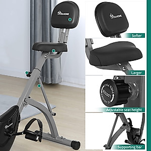 YITAHOME Folding Upright Exercise Bike for Home Fitness Slim Bike Magnetic Stationary Workout Bike compact exercise bike with Adjustable Backrest & Heart Rate Monitor