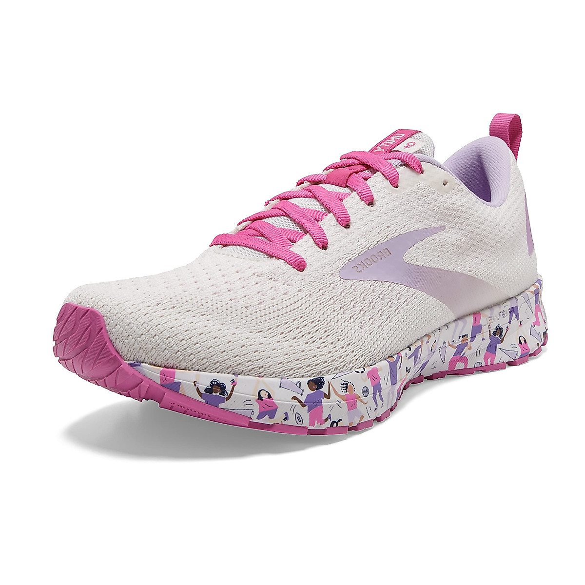 Brooks Women's Revel 4 Running Shoe - White/Lilac/Pink - 6.5
