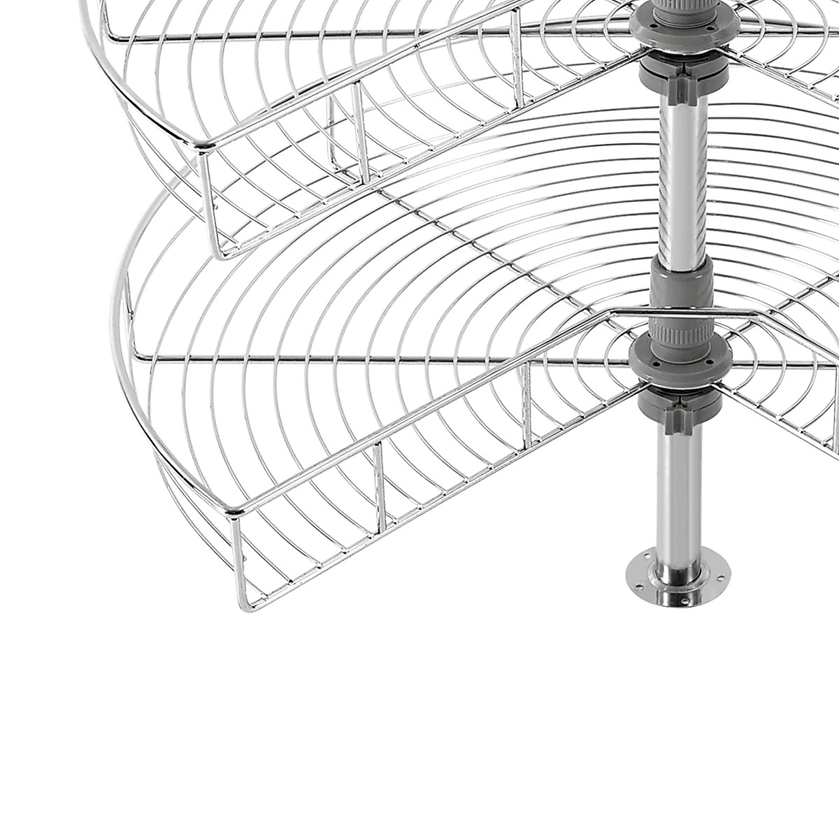 LOYALHEARTDY 28 Inch Lazy Susan Organizer, 2 Tier Lazy Kitchen Base Cabinet Corner Organizer Kitchen Corner Pantry 270° Rotating Basket Rotating Tray Kidney Lazy Susan Turntable for Cabinet