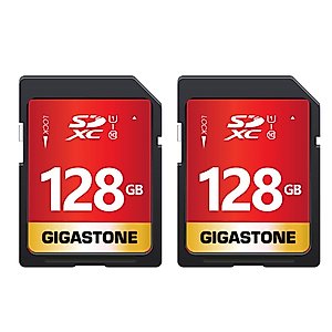 [Gigastone] 128GB 2-Pack SD Card UHS-I U1 Class 10 SDXC Memory Card High Speed Full HD Video Canon Nikon Sony Panasonic Digital Camera, Full Size SD Card