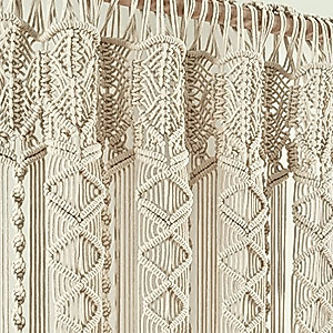 Lush Decor Boho Macrame Textured Cotton Window Curtain/Room Divider/Doorway/Wall Decor, 95" L x 40" W, Gray