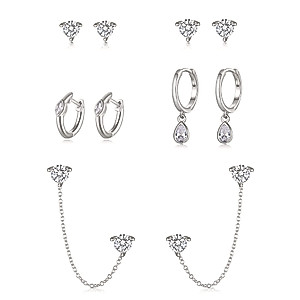 FANZE 5Pairs Earrings Set, Stud Earrings Set Chain Earrings Hoop Earrings Set for Women Fashion Jewelry Gift Women