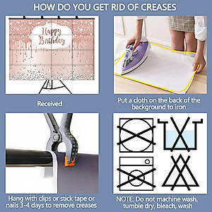 ASOONYUM 7x5ft Pink Gold Happy Birthday Backdrop Rose Golden Sparkling Diamond Background for Photography Girls Women Sweet 16th 18th 21th 40th 50th Birthday Party Decorations Cake Table Banner