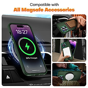 KISEN for iPhone 14 Pro Max Case Magnetic Compatible with MagSafe Slim Translucent Matte Phone Case Cover 6.7 inch, Alpine Green