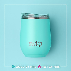 Swig Life 12oz Wine Tumbler with Lid, Stainless Steel, Dishwasher Safe, Portable, Triple Insulated Wine Tumbler (Bits and Pieces)