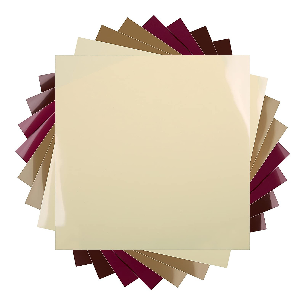 Gatichetta Earth Tones Heat Transfer Vinyl Bundle, Iron on HTV 12" x 12"/8-Sheet, Smooth PU HTV for T-Shirts, Fabris, DIY Designs, Cream/Camel/Brown/Wine Red