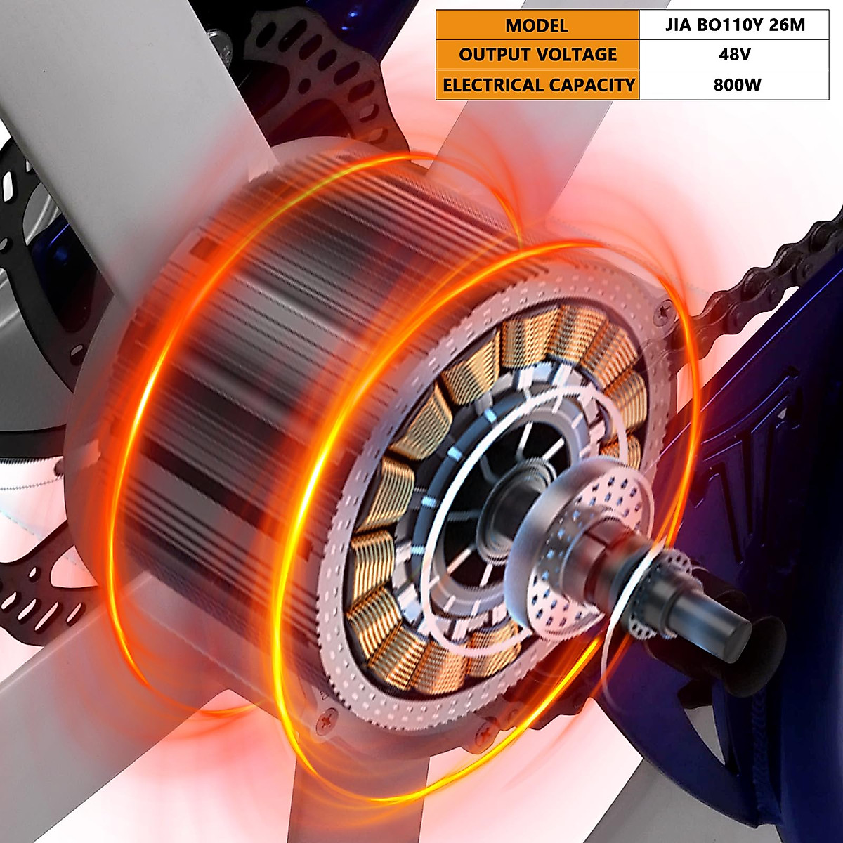 Tracer 26" x 3.0 Integrated Molding Wheel Electric Bike Conversion Set,48V 800W E-Bike Powerful Hub Motor Kit with Intelligent Controller, Thumb Control, Cable, Center Display, Rear Lights (White)